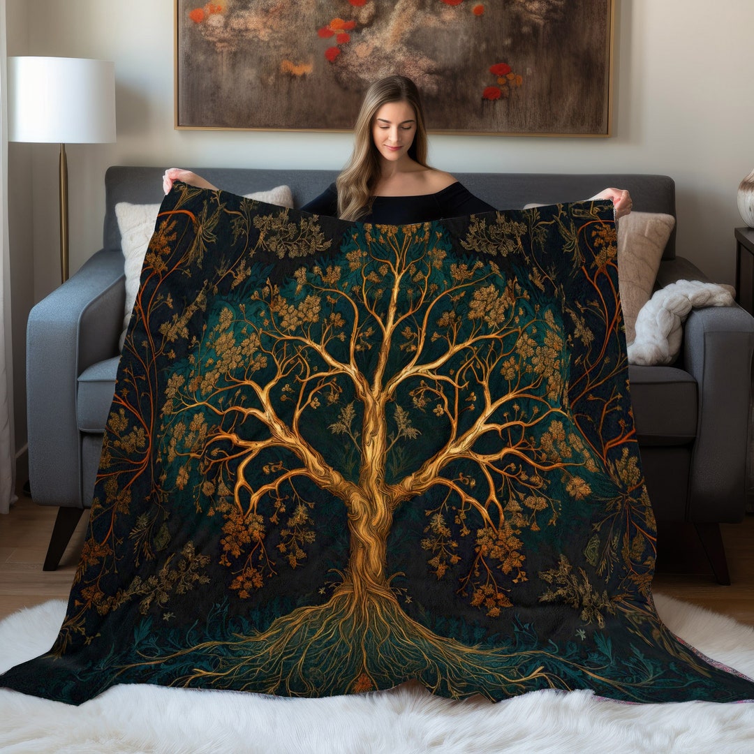 Alchemical Tree of Life Plush Velveteen Throw Blanket: Tarot Card ...