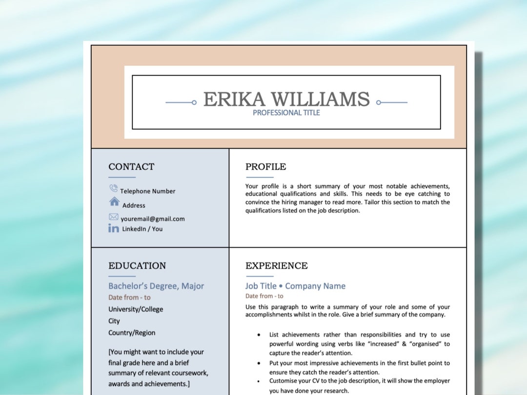 Professional Resume Template With Cover Letter & References | MS Word ...