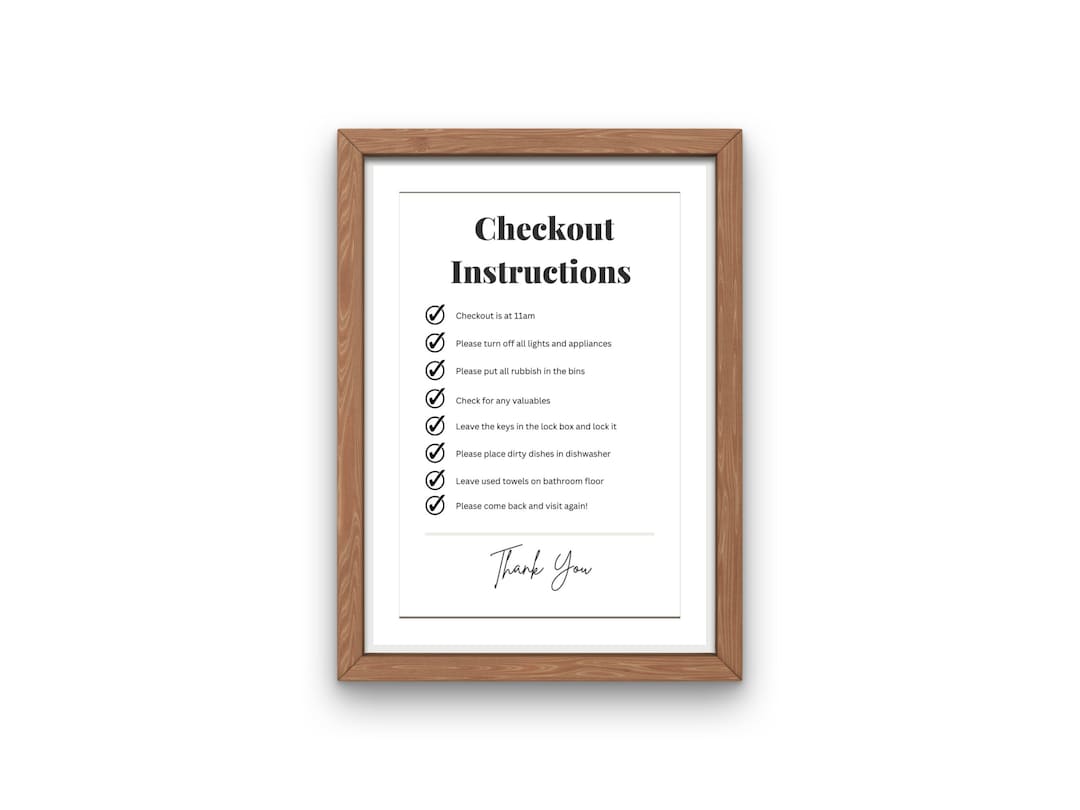 Airbnb Checkout Instructions Sign, Vacation Rental Template (PDF ...