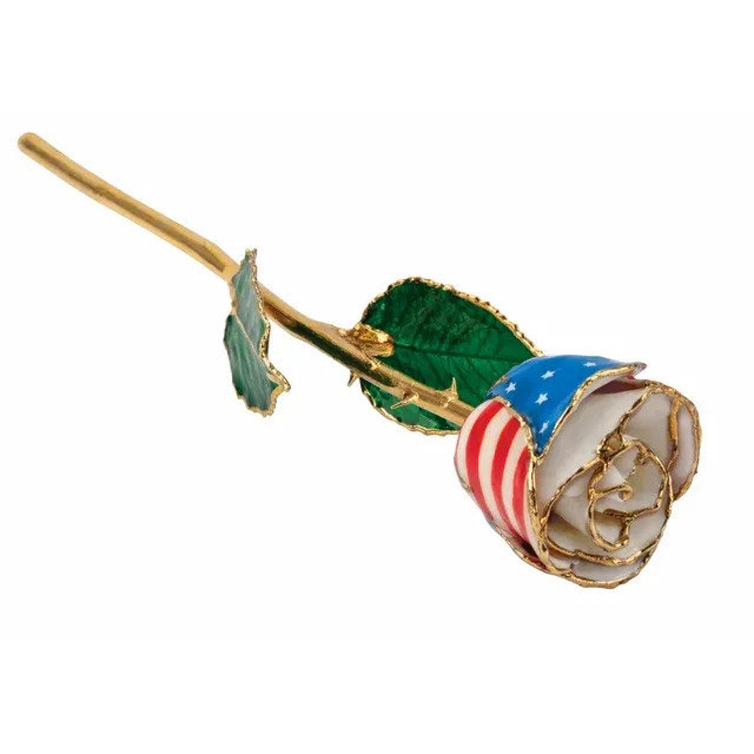 Patriotic Rose With 24K Gold Trim - Etsy