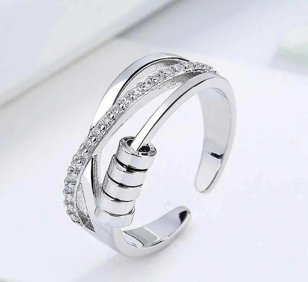 Dainty 925 Sterling Silver Fidget Ring,calming Ring for Stress Relief ...