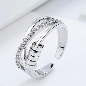 Dainty 925 Sterling Silver Wedding ADHD Fidget Stimming Ring, Anxiety ...