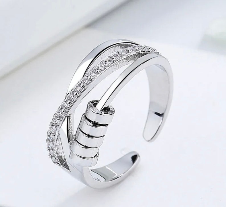 Dainty 925 Sterling Silver Wedding ADHD Fidget Stimming Ring, Anxiety ...