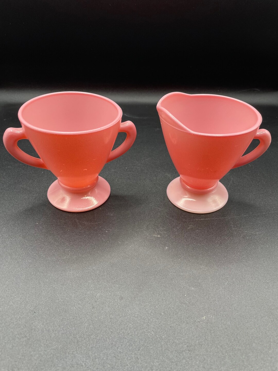 Hazel Atlas Pink Creamer and Sugar - Etsy