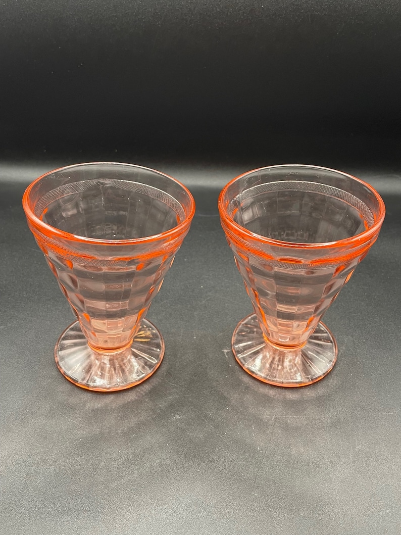 Vintage Anchor Hocking Block Optic Pink Tumblers X2 - Etsy