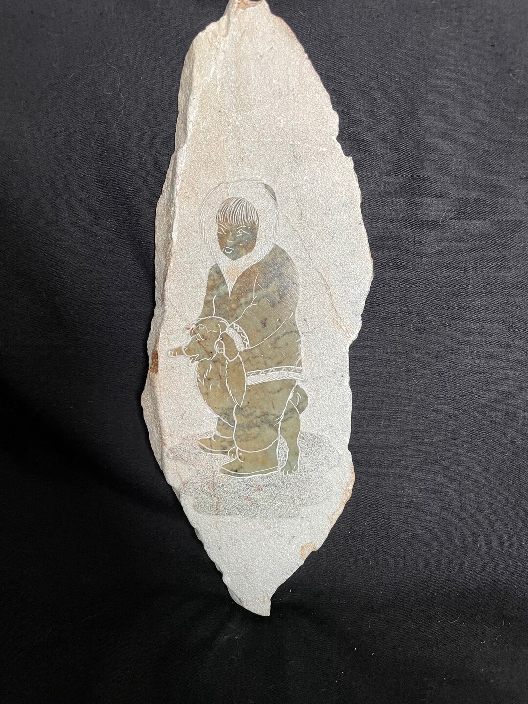 Inuk and Dog -rock Carving - SIGNED SIKU -inuit Art - Etsy