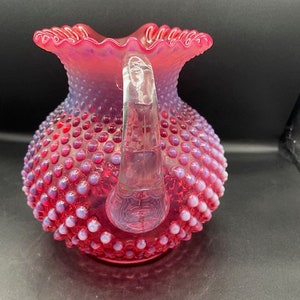 Fenton Cranberry Red Hobnail Ruffled Pitcher/jug - Etsy