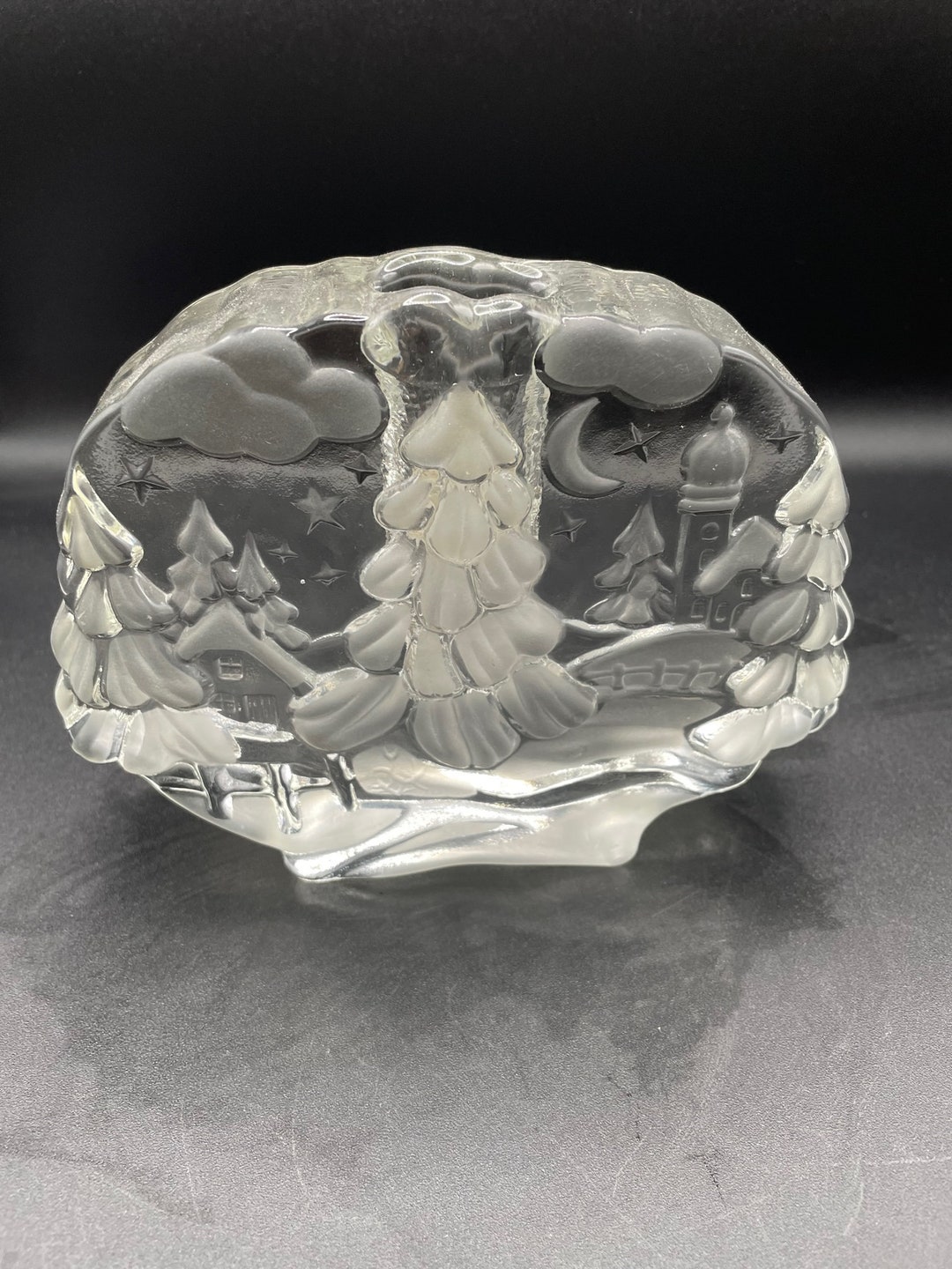 Original Walther Glass Made in Germany Snow Village Candle Stick Holder ...