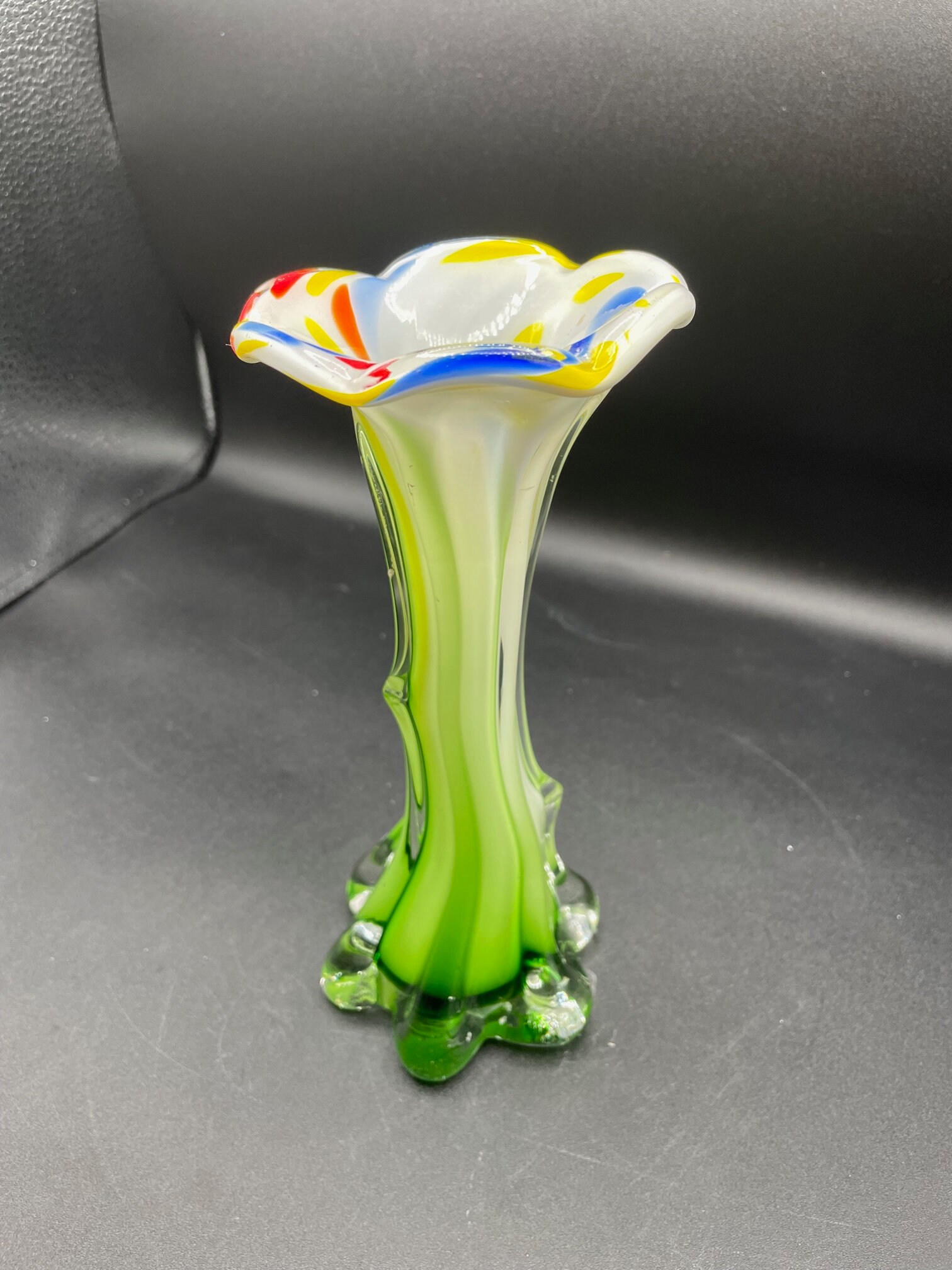 Vintage Cased Art Glass Vase Tree Trunk Shape Swirl to Green - Etsy