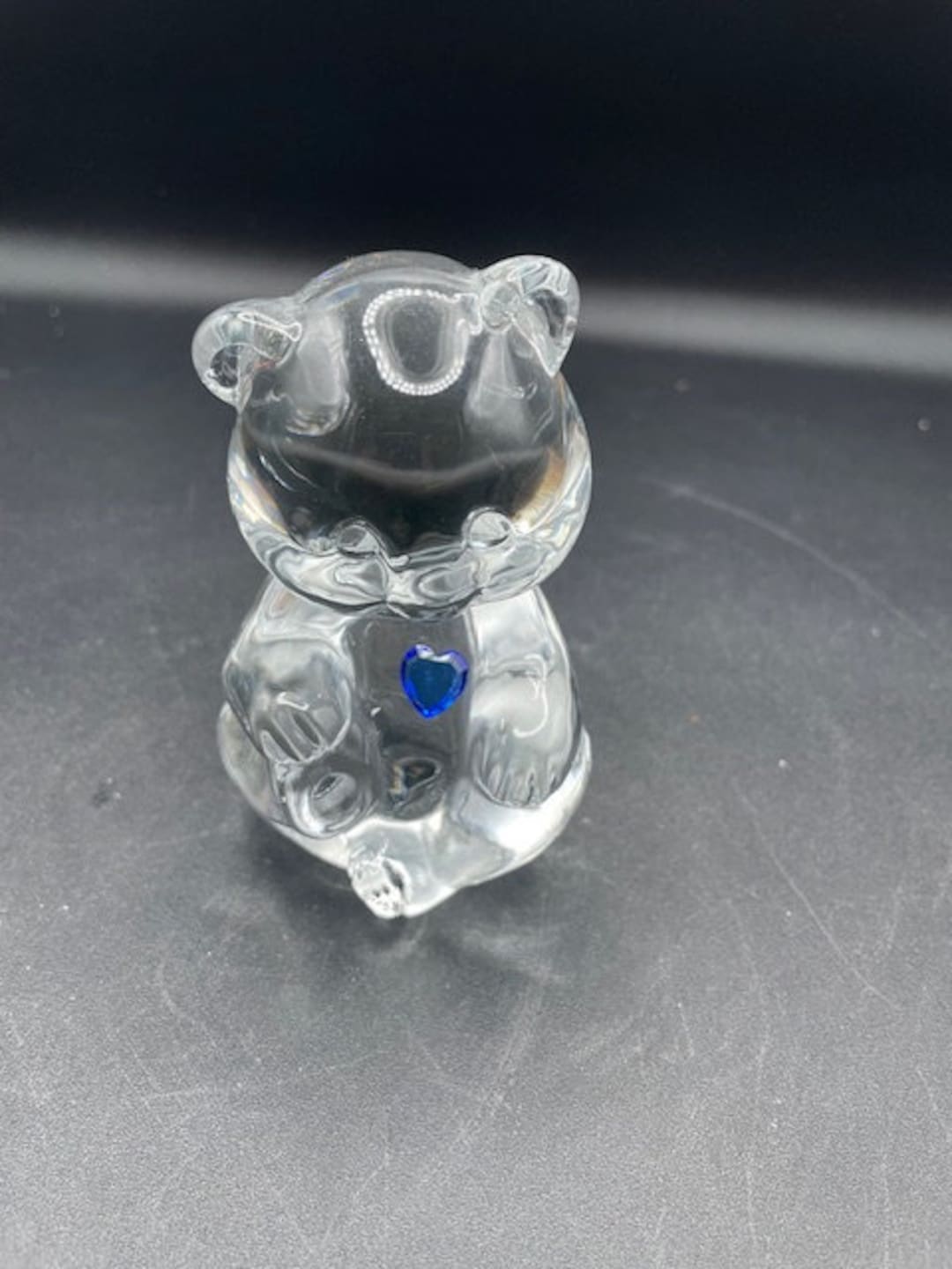 Fenton Art Glass Crystal Teddy Birthday Bear With Blue Heart September ...