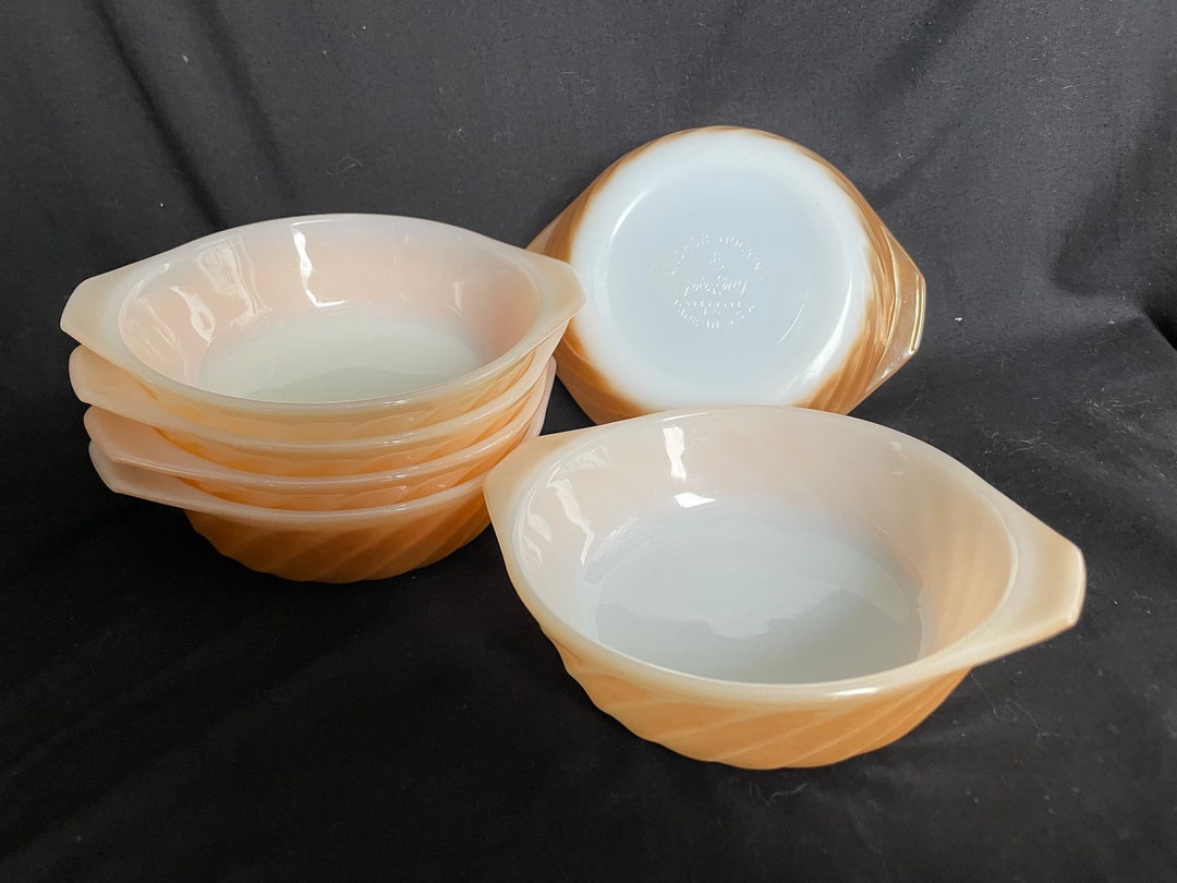 Fire King Swirl Peach Luster Small Casserole Dishes X6 - Etsy