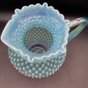 Fenton Blue Opalescent Glass Hobnail Pitcher With 6 Glasses - Etsy
