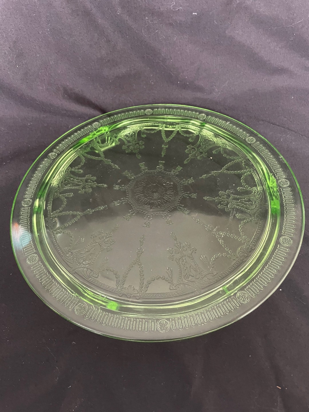 Green Glows Princess Footed Cake Plate - Etsy