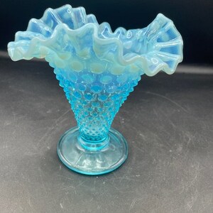 Fenton Hobnail Blue Opalescent Hobnail Horn Ruffle Vase - Etsy