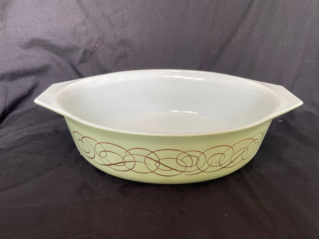 Vintage Pyrex Green Scroll 2.5 Open Casserole Dish - Etsy