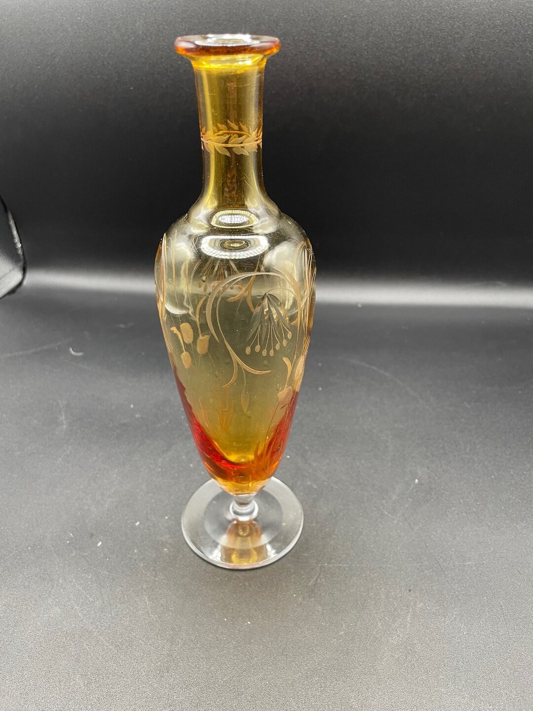 Amber Cut to Clear Bohemian or Czech Small Bud Vase - Etsy