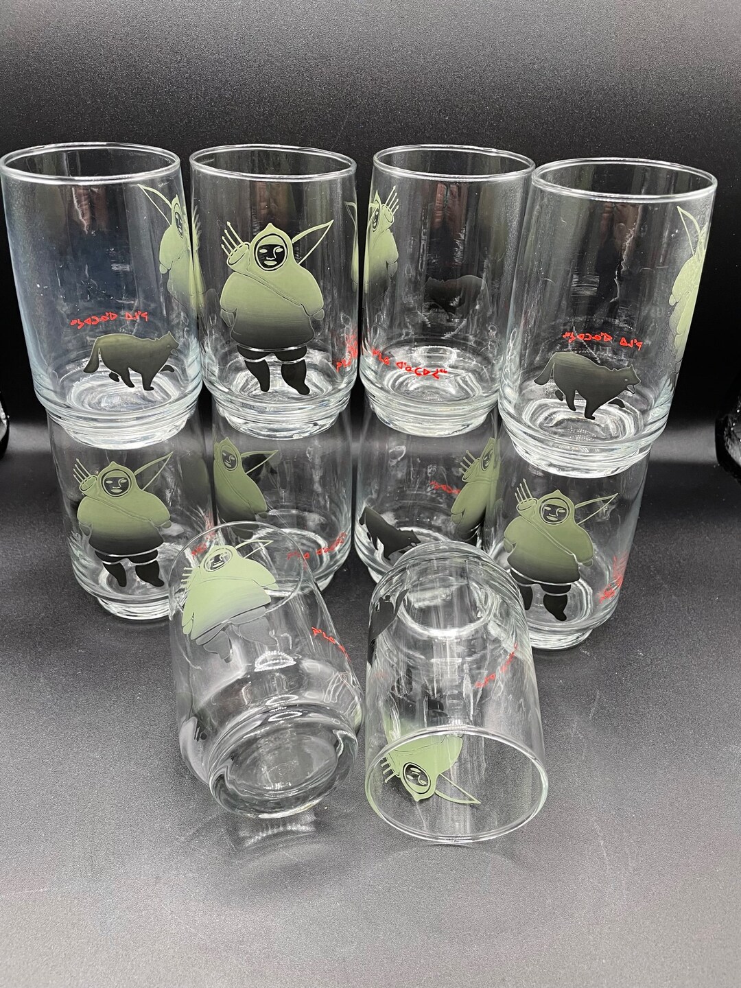 Vintage Inuit Glasses Tumblers by Inuit Artist Germaine Arnaktauyok ...