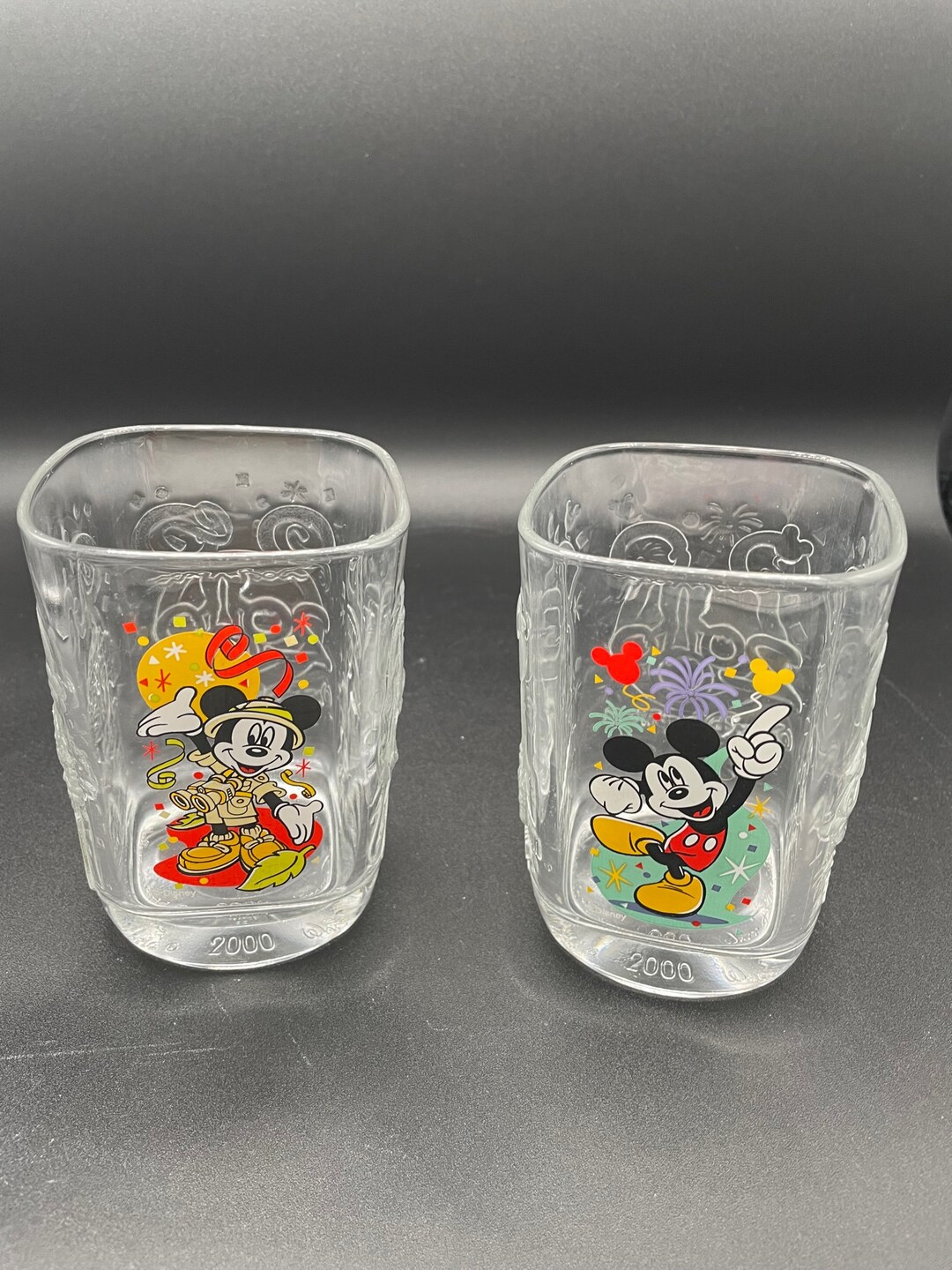 Mcdonalds Disney Mickey Mouse 2000 Celebration Square Glasses X2 - Etsy