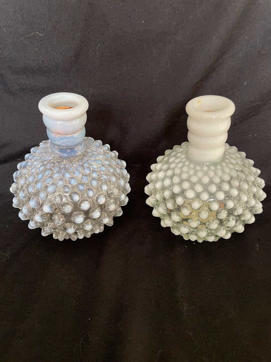 2 Fenton Moonstone Opalescent Hobnail Perfume Bottles - Etsy
