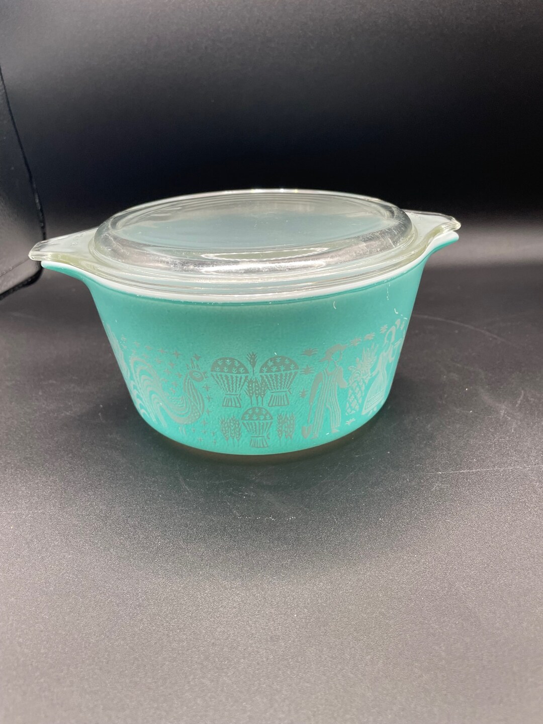 Vintage 1950s Pyrex Turquoise Blue Amish Butterprint Casserole Dish 473 ...