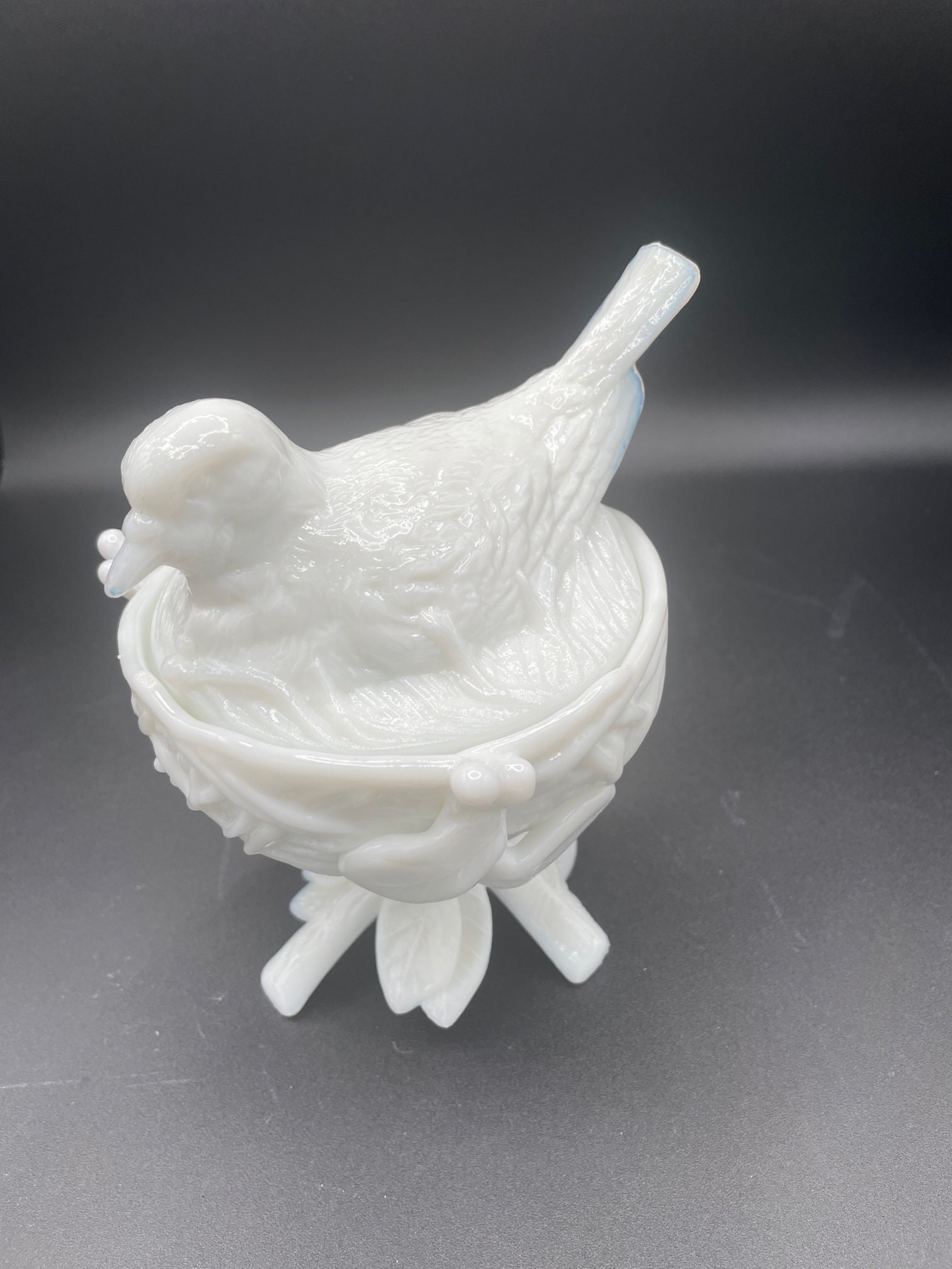 Vintage Westmoreland Milk Glass Bird on a Nest Covered Candy - Etsy