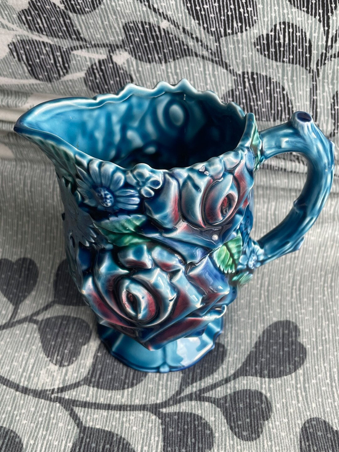 Vintage 1950s Royal Bouquet by Unicorn Blue Rose Pitcher - Etsy
