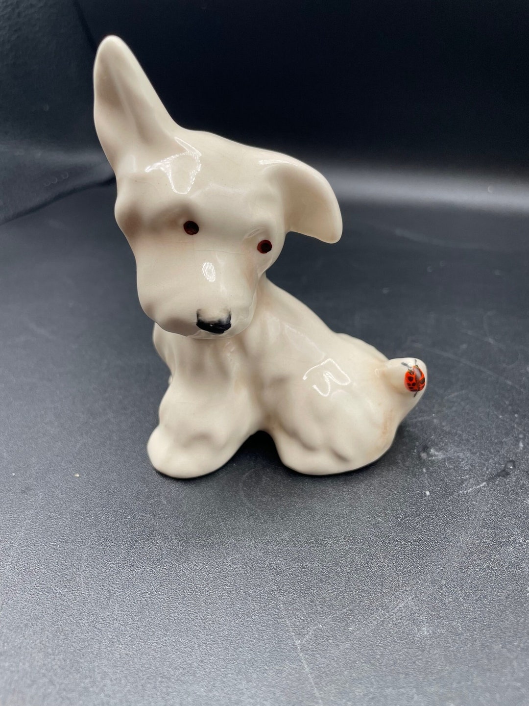 Vintage White Scottie Dog and Ladybug Beswick Porcelain Figurine - Etsy
