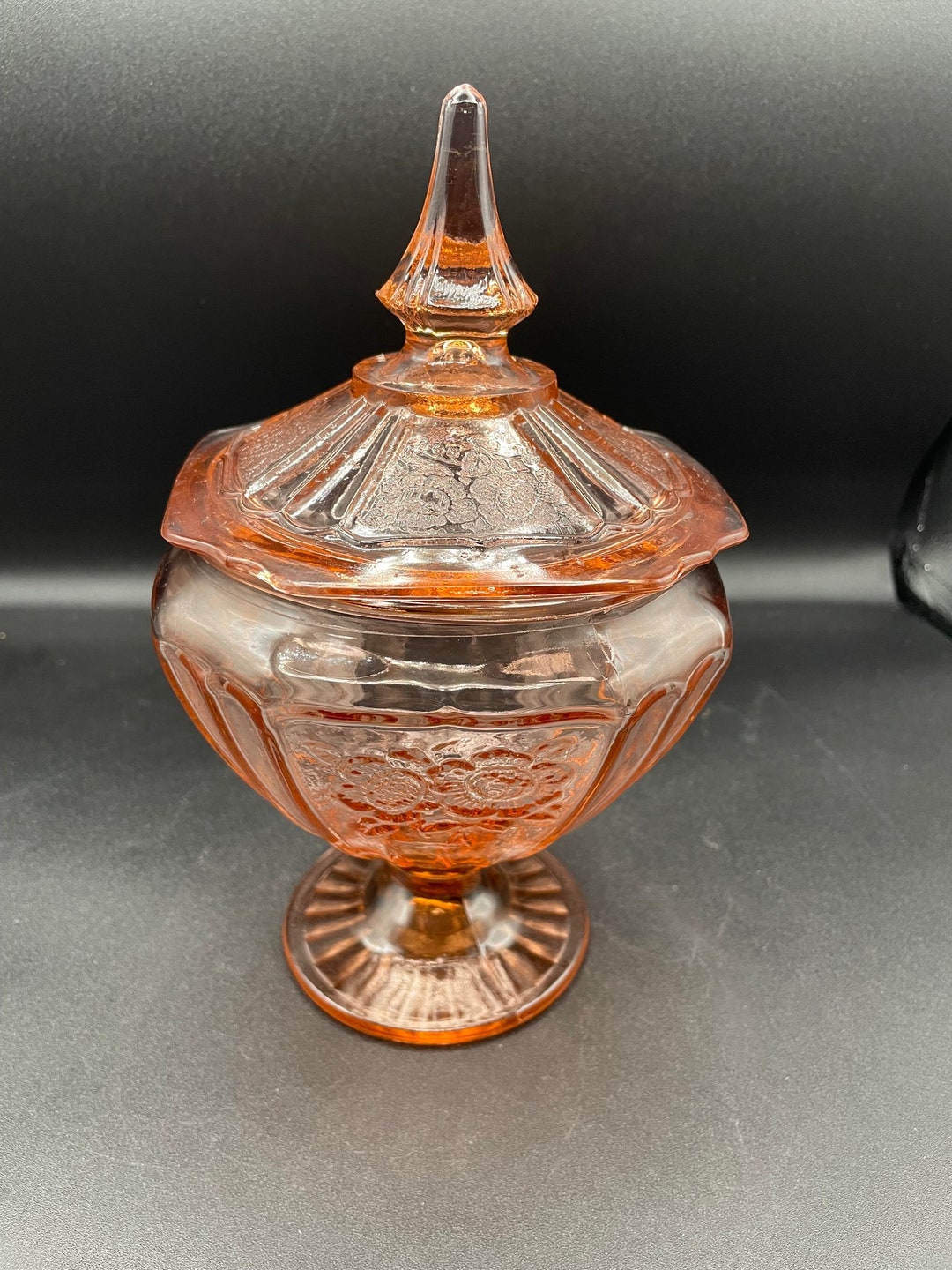 Mayfair Pink Depression Glass Covered Candy Dish - Etsy