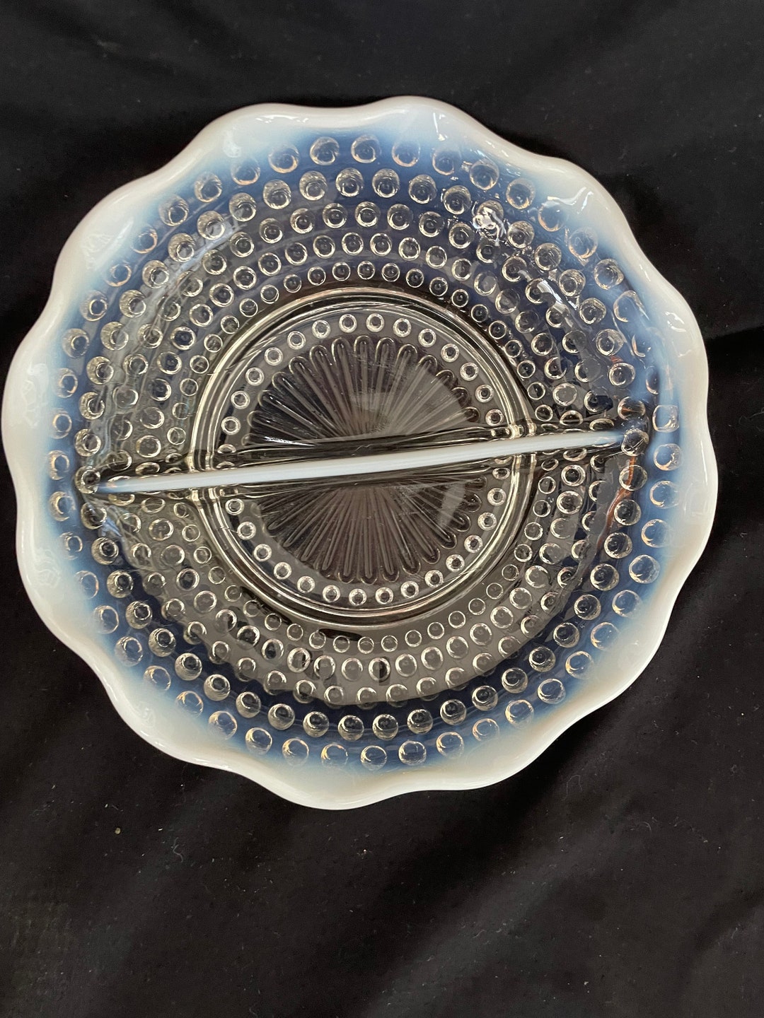 Fenton Hobnail Moonstone Opalescent Divided Bowl - Etsy