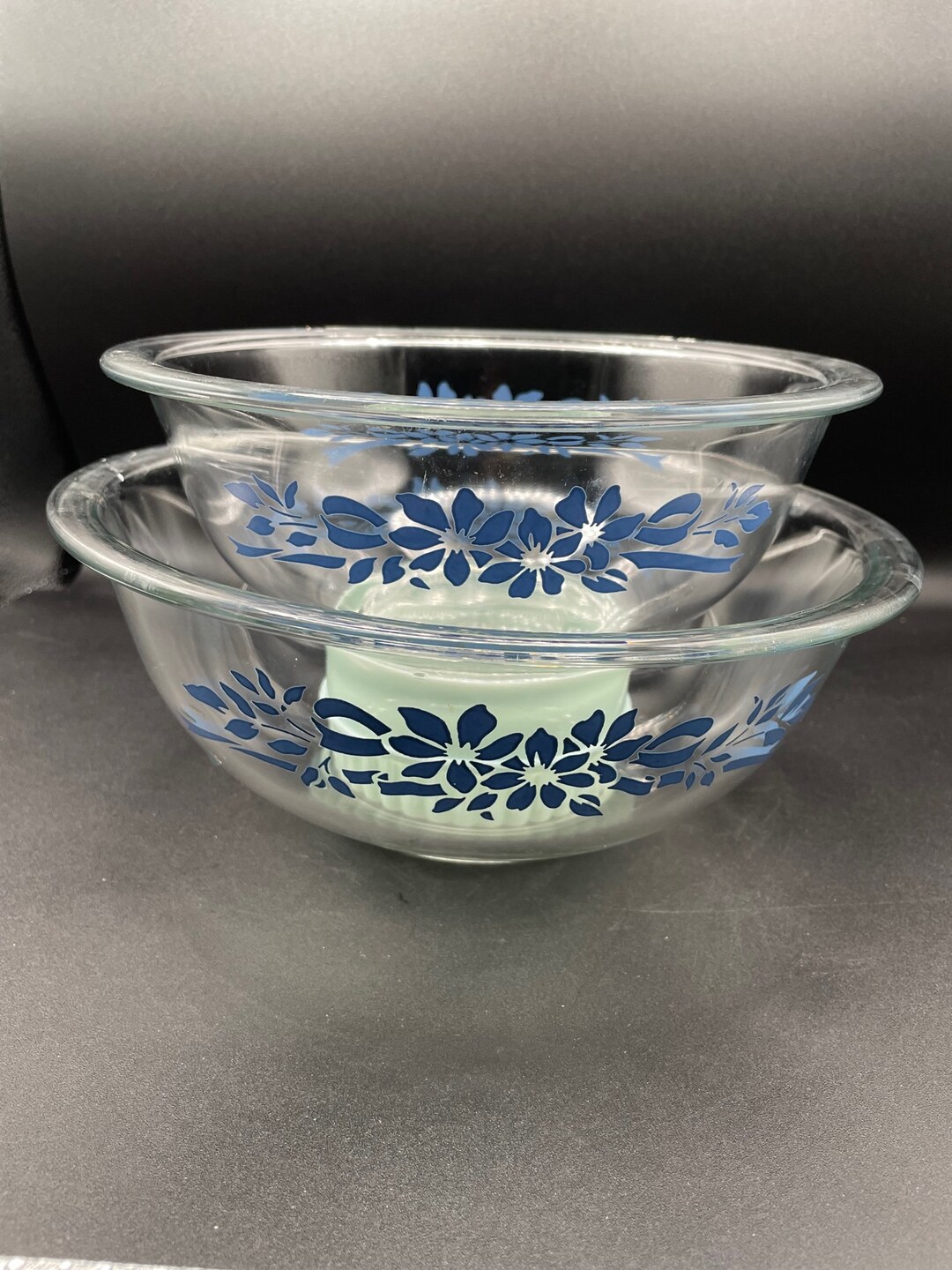 Clear Blue Flower Ribbon Pyrex Bowls 1.5 L and 2.5 L - Etsy