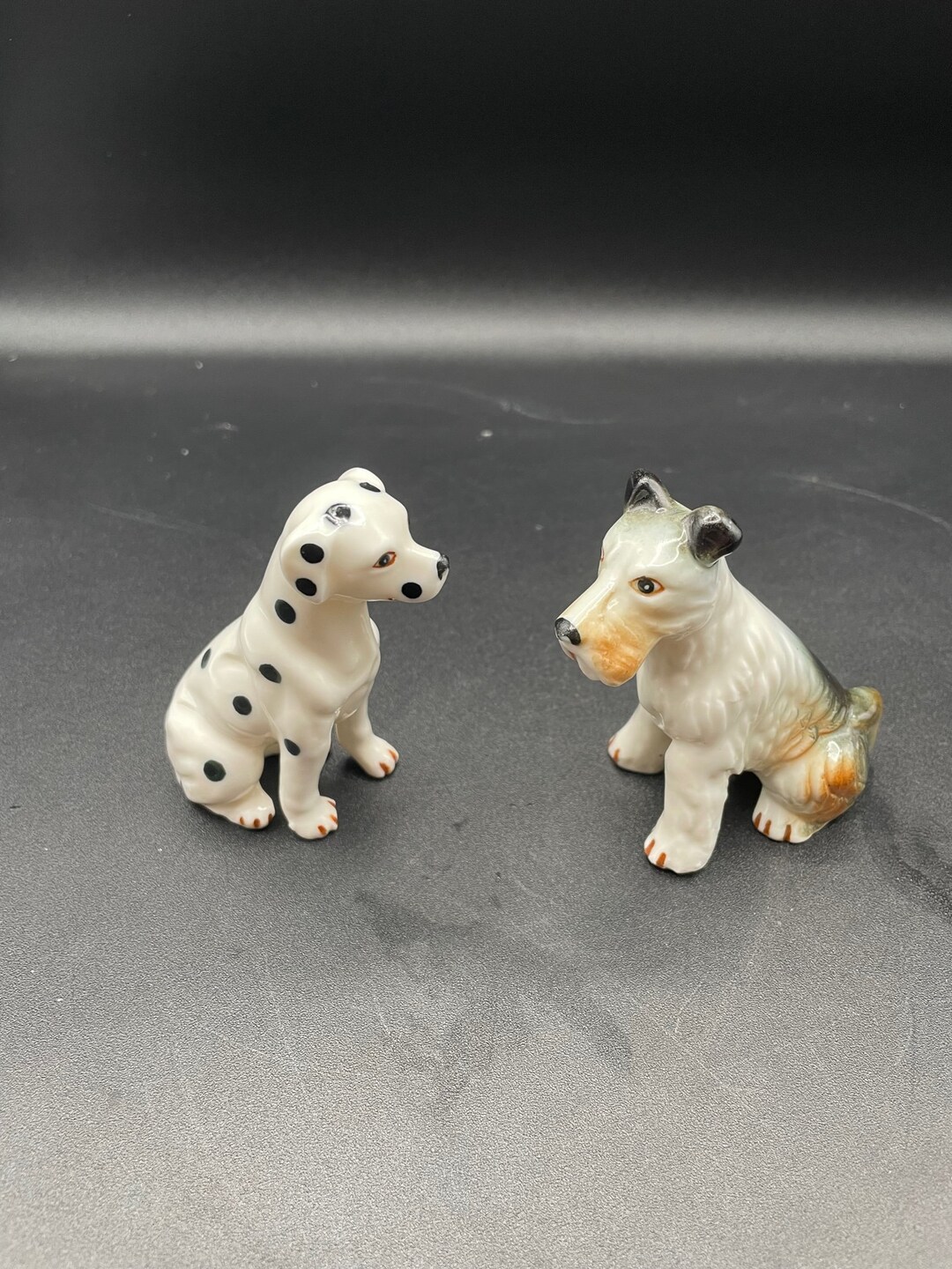 Vintage Bone China Sitting Dogs -dalmatian and Terrier - Etsy