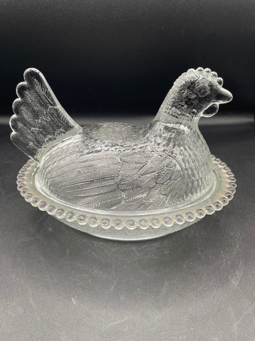 Vintage Indiana Clear Glass Hen on Nest With Candlewick Edge - Etsy