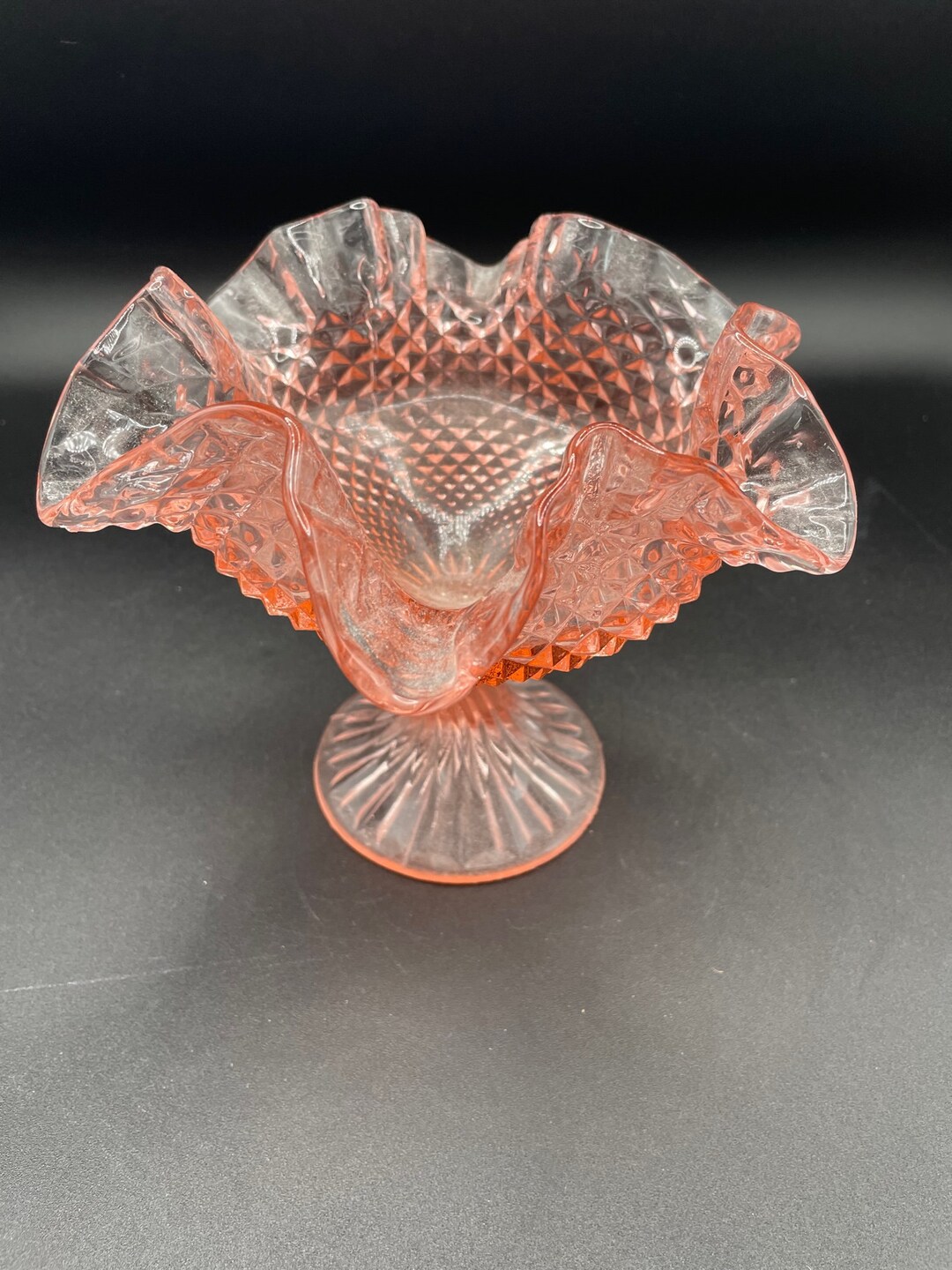 Fenton Pink Glass Compote Etsy