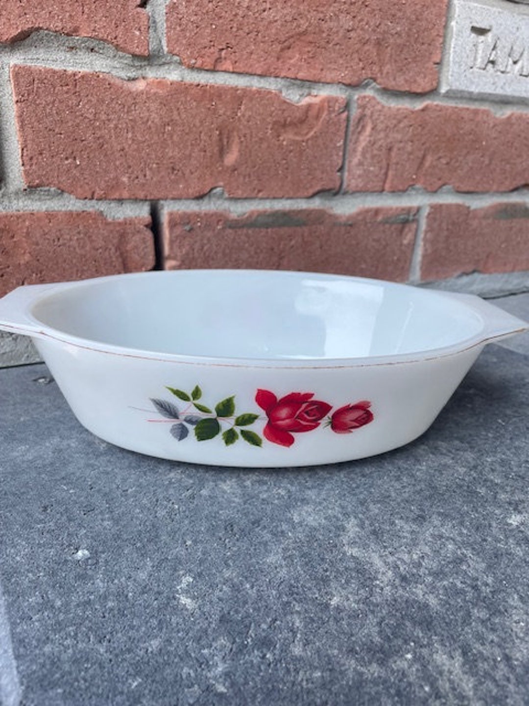 Pyrex Vintage JAJ Red Rose Pattern Casserole Dish Without Lid Made in ...