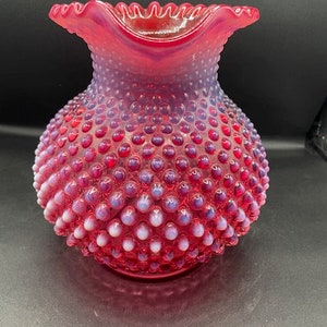 Fenton Cranberry Red Hobnail Ruffled Pitcher/jug - Etsy