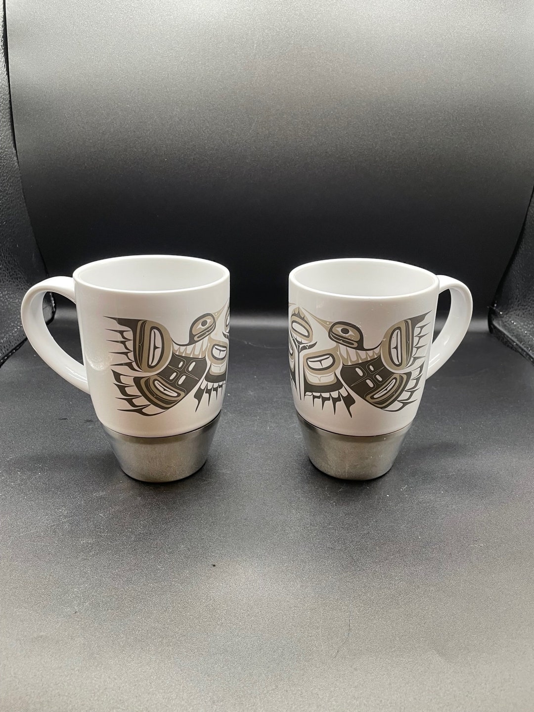 Two Haida/west Coast Canada Bird/hummingbird Mugs With Stainless Steal ...