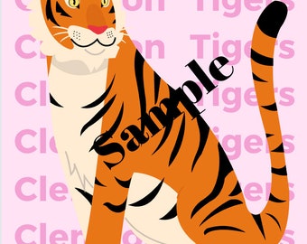 Orange Clemson Tiger Poster - Etsy