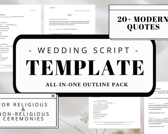 Bundle of Professional Ceremony Scripts Customize Your Wedding Vows for ...