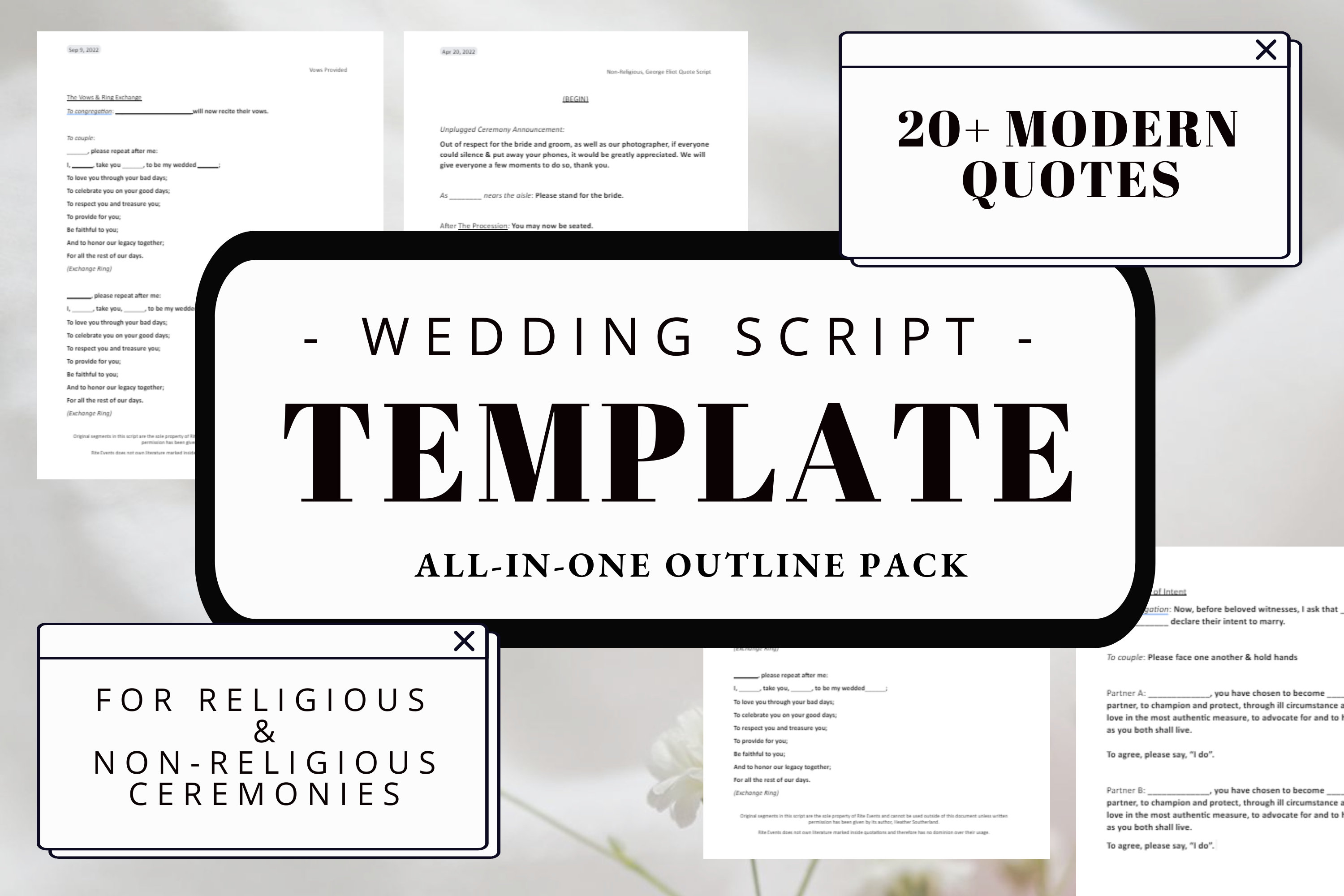 Wedding Script Template With Quotes | Digital Word Download | All-in ...