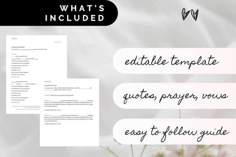 Wedding Script Template With Quotes | Digital Word Download | All-in ...