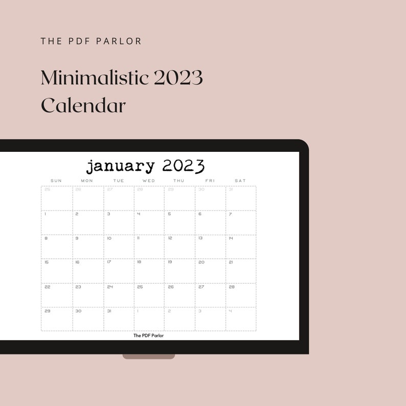2023 Calendar,printable 2023 Calendar PDF, Minimalist, A5 Size Calendar ...
