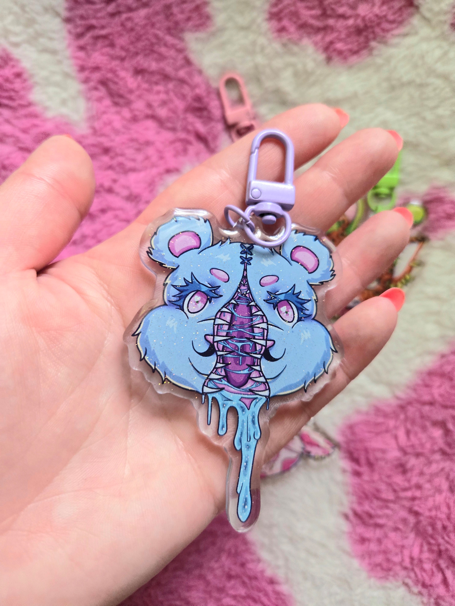 Creepy Cute Acrylic Keychain: Candy Gore Sparkle Animal Charms - Etsy