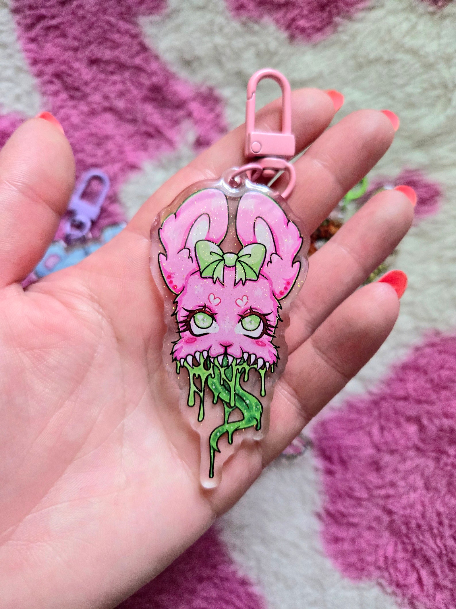 Creepy Cute Acrylic Keychain: Candy Gore Sparkle Animal Charms - Etsy