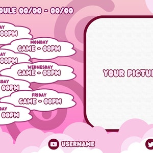 Pink Sky Editable Stream Schedule for Streamers and Vtubers Canva ...