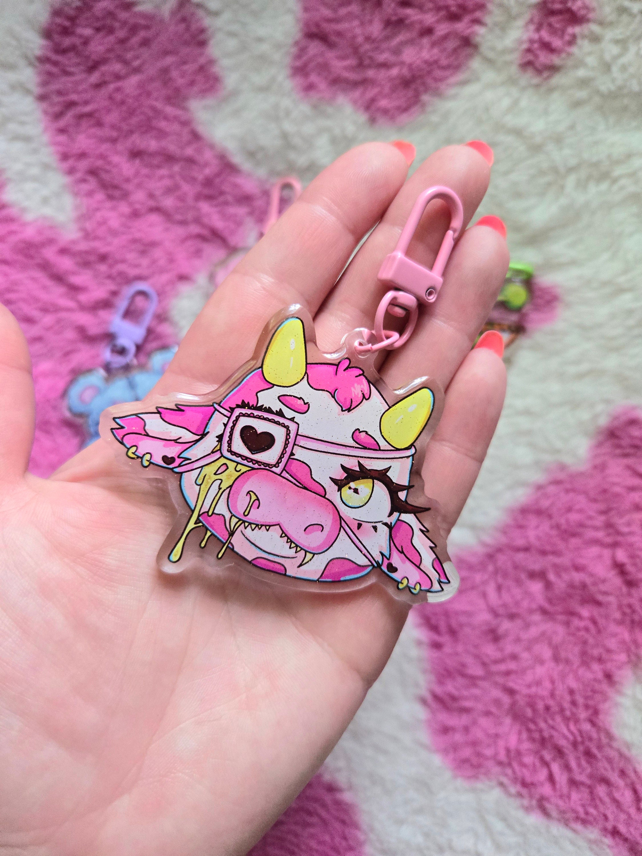 Creepy Cute Acrylic Keychain: Candy Gore Sparkle Animal Charms - Etsy