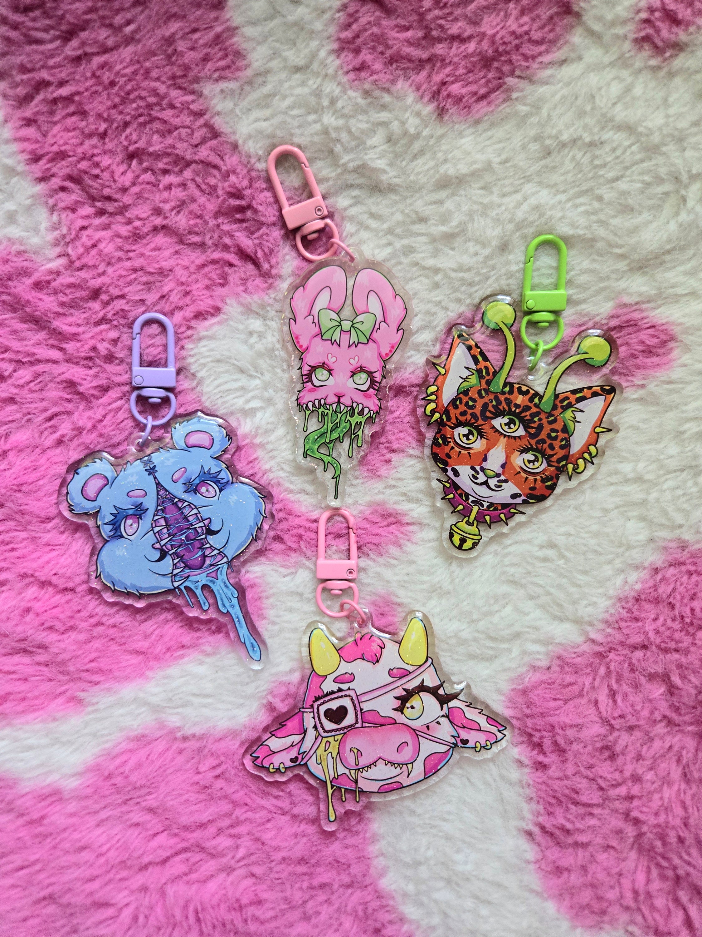 Creepy Cute Candy Gore Animals Sparkle Acrylic Keychains - Etsy