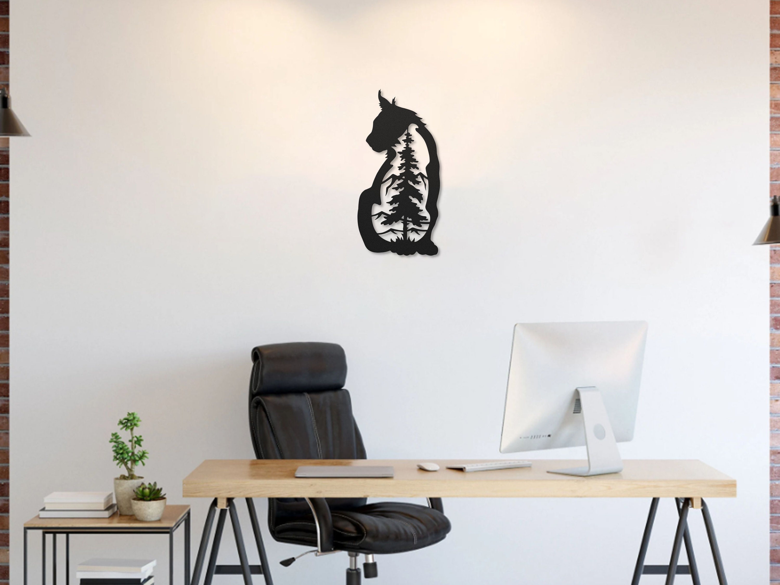 Lynx Sign Metal Cat Wall Art | Bobcat Mountain Wildlife Decor | Die Cut ...