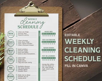 Easy Cleaning Card Checklist Daily Weekly Responsibilities for Kids ...