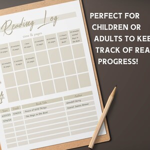 Monthly Reading Log - Neutral Reading Tracker Independent Kids Time ...