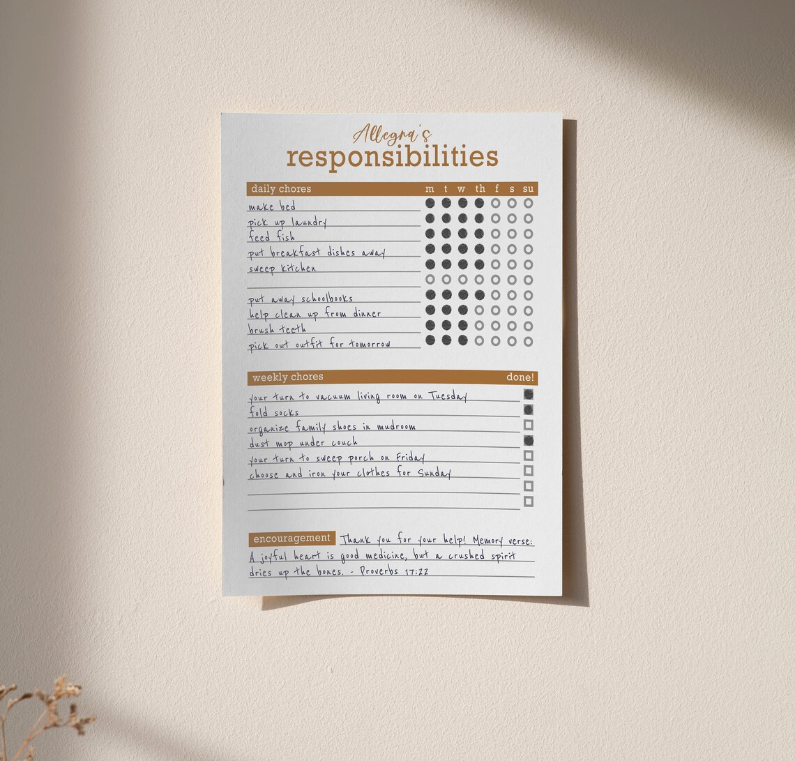 Simple Chore Chart - Editable in Canva- Orange Daily Weekly ...